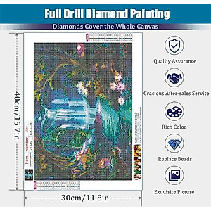 AIBOERL Diamond Art Kits, Forest Waterfall DIY Full Round Drill Diamond Painting Kit for Adults Beginners, Landscape Full Drill Crystal Picture Gem Art for Home Wall Decor (15.8 * 11.8 inch)