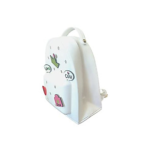 Pop N Shop Kids Silicone Jelly Clog Backpack With Charms - Gift For Boys and Girls Lightweight Fashionable Trendy (White)