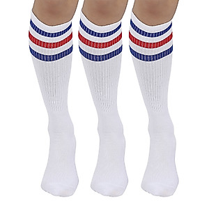 Joulli Men's White Knee High Tube Socks 3 Pairs