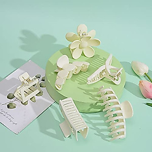 6Pcs Big Hair Claw Clips Nonslip Large Clip for Women Thin Cute Jaw Claws Barrettes Ponytail Holder Accessories,White