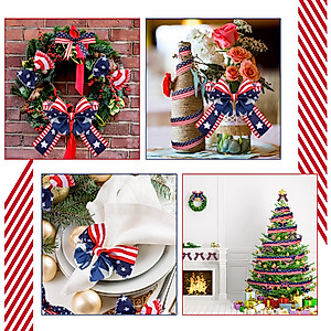 5 Rolls Star Wired Edge Ribbon 2.5 Inch Patriotic Ribbon Stars Stripes Satin Ribbon 4th of July Grosgrain Ribbon Halloween Thanksgiving Christmas Decoration for DIY Crafts Supplies Wreath Garland