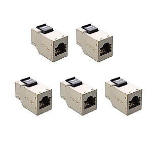 Cable Matters [UL Listed] 5-Pack 10Gbps Shielded Cat 6A Keystone Coupler (Shielded Cat6 Keystone Jack Coupler / RJ45 Ethernet Female to Female Keystone Jack) for Patch Panel, Wall Plate