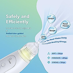 LANMULI Electric Nasal Aspirator for Baby, Automatic Toddler Nose Sucker with Adjustable Suction Level, Music and Light Soothing Function