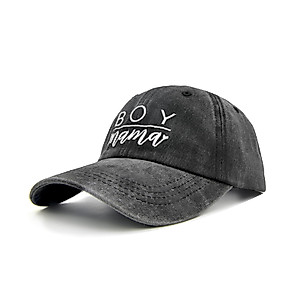 Waldeal Women's Embroidered Baseball Cap Boy Mama Mom Gift Vintage Distressed Dad Hat - Black