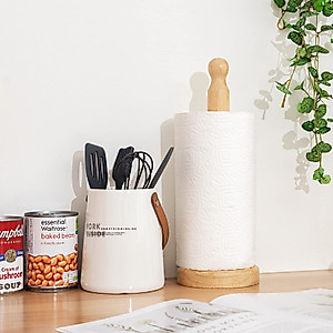 GOODSDECO Wooden Paper Towel Holder - Paper Towel Hanger Rack, Countertop Kitchen Paper Towel Dispenser, Standing Paper Towel Roll Hanger, Rubberwood Paper Towel Holder (Natural)