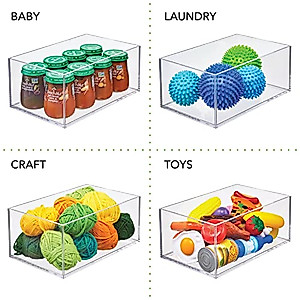 mDesign Small Bathroom Storage Organizer Bin for Soap, Body Wash, Shampoo, Lotion, Conditioner, Hand Towels, Hair Accessories, Body Spray, Mouthwash - Prism Collection - 6 Pack - Clear