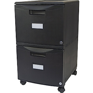 Storex 61312B01C Two-Drawer Mobile Filing Cabinet, 14-3/4w x 18-1/4d x 26h, Black