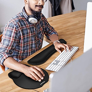 Gimars Ergonomic Mouse Pad Wrist Support, Upgrade Enlarge Superfine Fibre Soft Smooth Keyboard Wrist Rest, Comfortable Memory Foam Wrist Rest for Computer, Laptop, Mac, Gaming, Office and Pain Relief