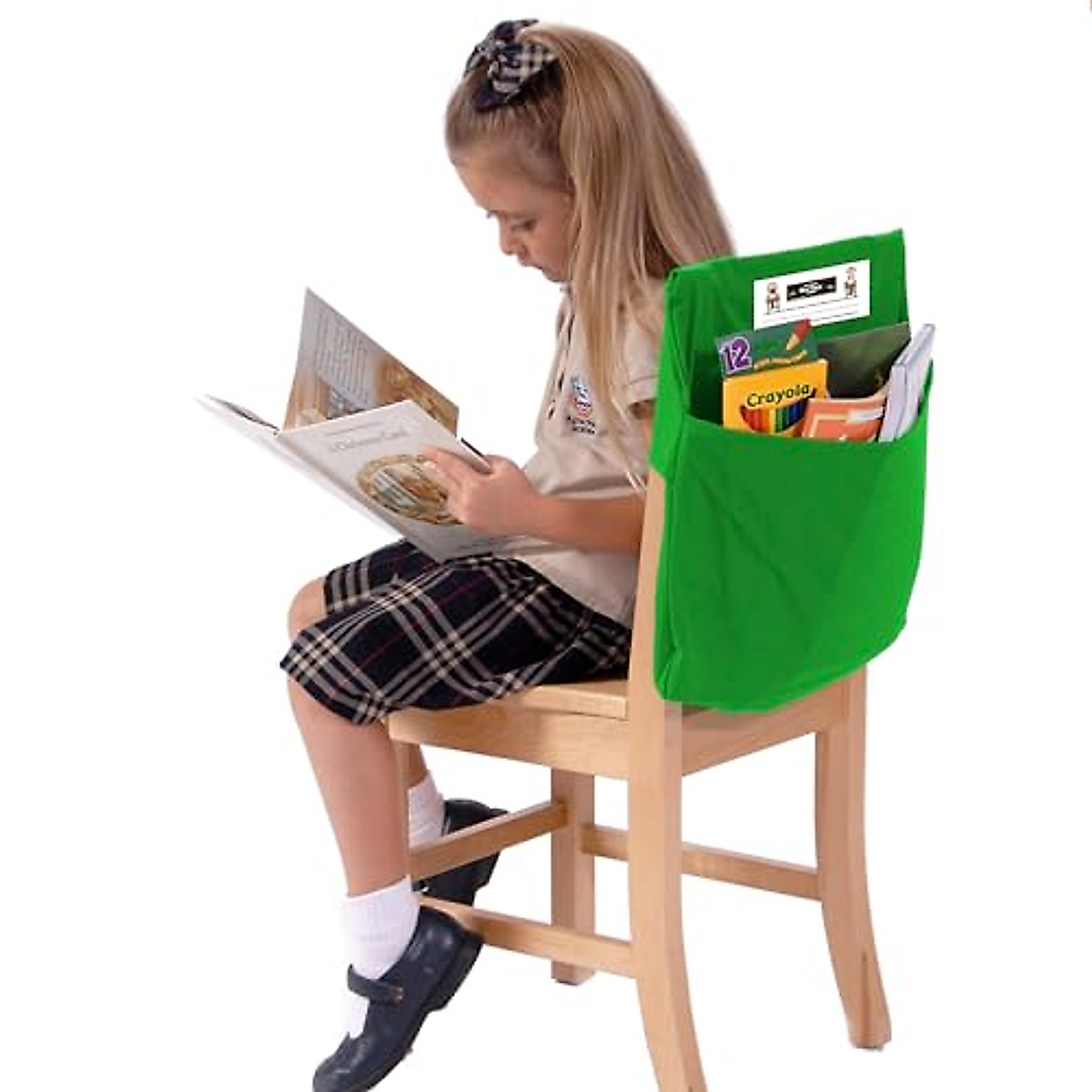 Seat Sack Small Chair Storage Pocket - 12 Inches, Green - Perfect Organizer for Classroom Chairs, Durable and Spacious Chair Pocket for Classroom Storage and Organization