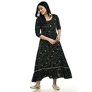 AnjuShree Choice Women Indian Tunic Tops rayon Kurti Dark Green