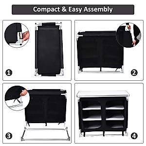 Giantex Camping Cook Table Kitchen Station with Storage Organizer and Carrying Bag, for BBQ Party Picnics Backyards and Tailgating, Portable Outdoor Aluminum Cooking BBQ Table (Black)