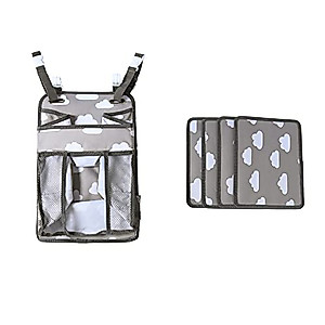 JiA QAQ Hanging Diaper Caddy Organizer,Portable Changing Table Baby Diaper Organizer for Crib and Baby Bassinet, Playard,with 4 PE Board, Multiple Side Pockets for Baby Essentials