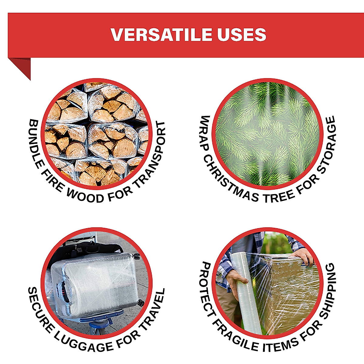 Stretch Wrap Industrial Strength Extra Thick 18" 1100 SqFt 80 Gauge (20 Micron) Clear Cling Plastic Pallet Supplies Durable Self-Adhering Packing Moving Packaging Heavy Duty Shrink Film Roll