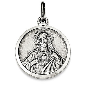 IceCarats 925 Sterling Silver Vintage Sacred Heart Love of Jesus Christ Head Face Medal Necklace Religious Pendant Christian Faith Charm Only