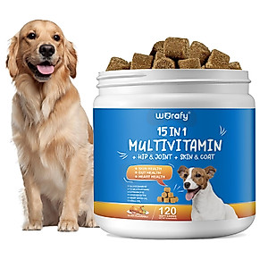 15-in-1 Dog Multivitamin Supplements - Dog Multivitamin Chewable - Immunity, Digestion, Joint and Heart Health Support for Skin, Coat Heart, Immune System - for All Ages All Breeds (120 Counts)