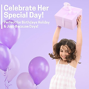 HAPPY LOLLI Gift for Tween and Teen Girls - 8 Wrapped Gifts in 1 Box with Fun Tasks and Cards to Empower Girls. (Purple)