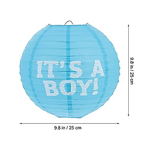 Gadpiparty Gender Reveal Hanging Ornament 3Pcs Party Paper Lanterns Baby Shower Lanterns Round Folding Lanterns Its a Boy Lanterns Birthday Party Hanging Decorations (Sky- Blue) Japandi Decor