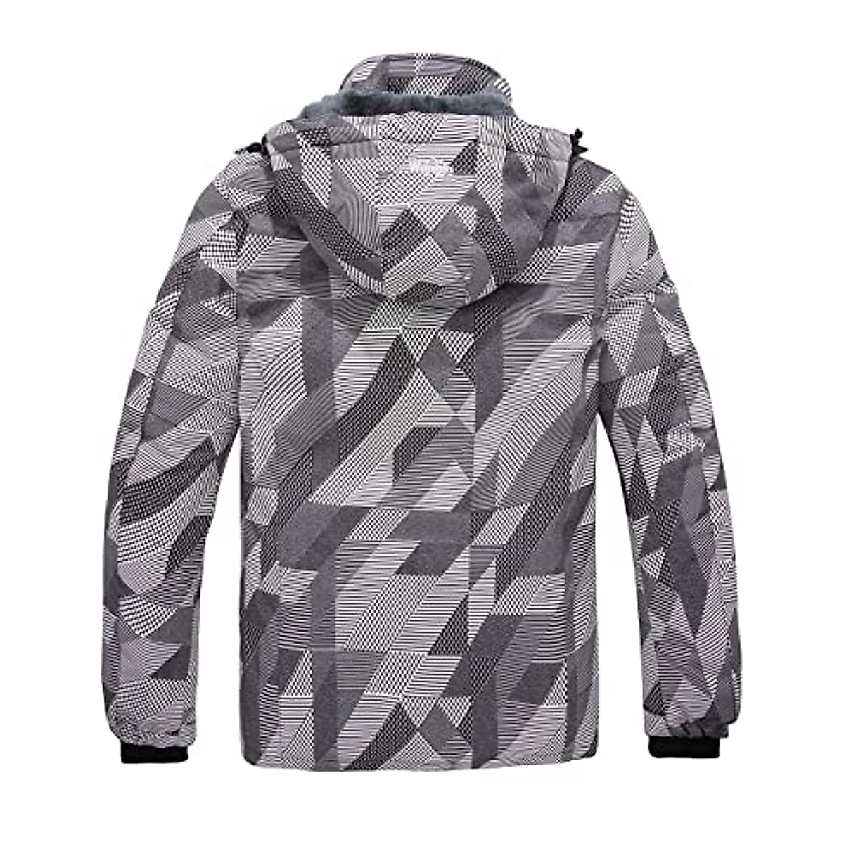 wantdo Men's Waterproof Ski Jacket Warm Winter Snow Coat Mountain Windbreaker Black & White Flora M
