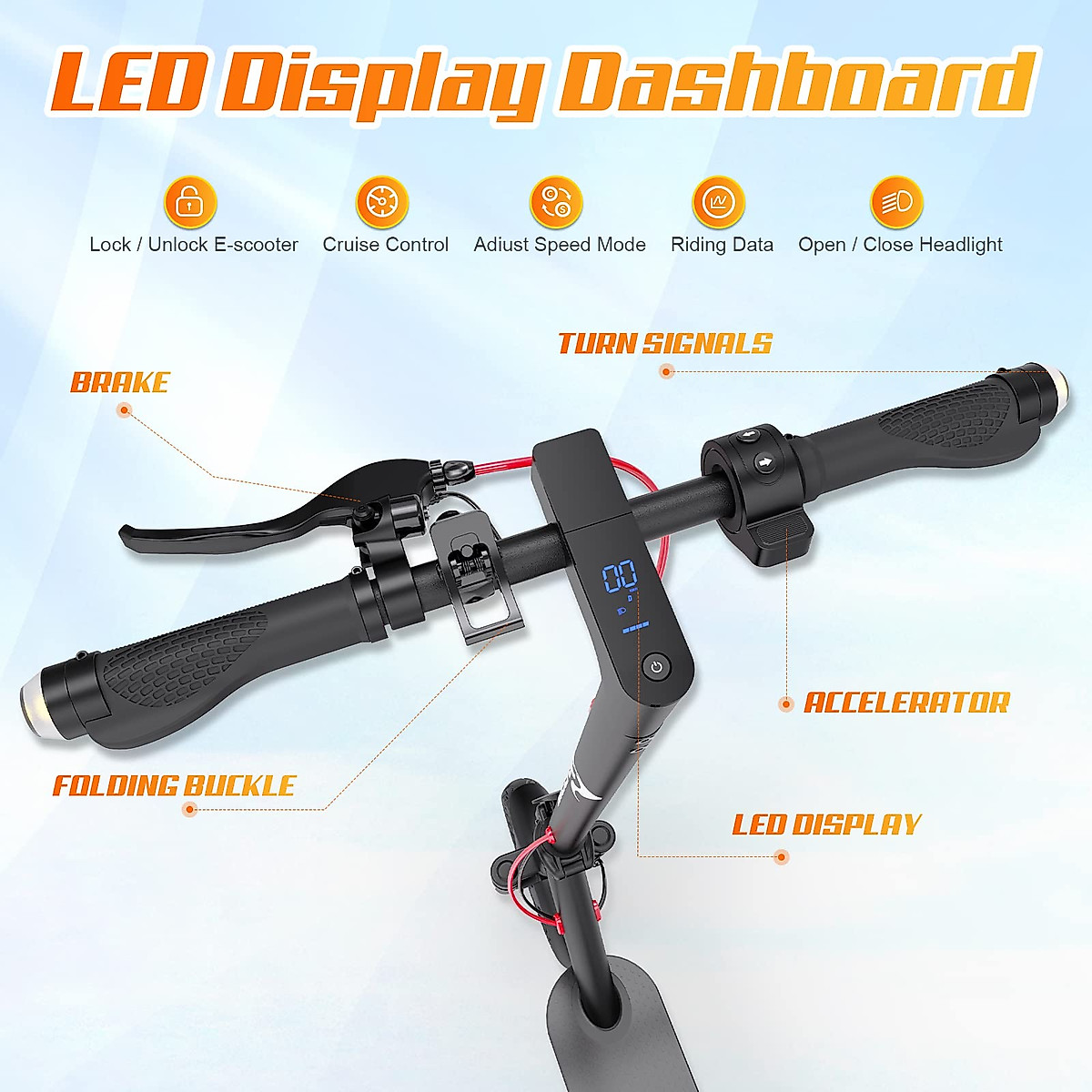 EVERCROSS EV10K PRO App-Enabled Electric Scooter, Scooter Adults with 500W Motor, Up to 19 MPH & 22 Miles E-Scooter, Lightweight Folding for 10'' Honeycomb Tires