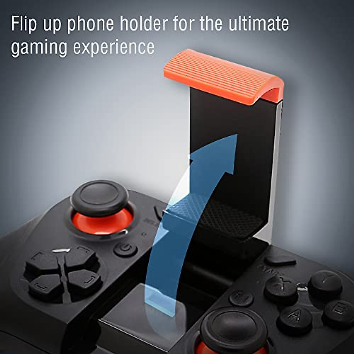 Volkano VX Gaming Bluetooth Contoller w/Phone Holder, Functional D-Pad, 2 Analog Sticks, 10 Action Buttons 10-Hr Playtime, Compatible w/VR Headset Android iOS Windows XP [Black/Red] - Command Series