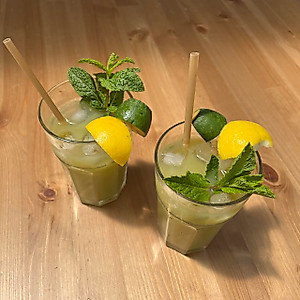 Tangan Bamboo Fiber Straws 100 PCS 7.8” | Biodegradable Eco-Friendly Compostable Disposable Drinking Straws | For Hot & Cold Drinks | BPA-free