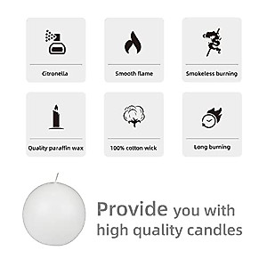 Zest Candle 2-Piece Ball Candles, 4-Inch, White Citronella