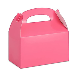 BLUE PANDA 24 Pack Pink Party Gable Treat Boxes for Favors, Goodie Gift Box with Handles for Birthdays (6.2 x 3.5 x 3.6 In)