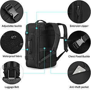 VGOAL Carry on Backpack Flight Approved - 40L Travel Backpacks Overnight Daypack Business Luggage Backpack Fits up to 17.3" Laptop for Men Women