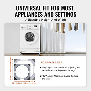 VEVOR Appliance Furniture Dolly, Mobile Roller with 4 Locking Wheels, Adjustable Mini Fridge Stand Washing Machine Universal Mobile Base Moving Cart for Dryer Refrigerator, 15"-24.2"W Expandable