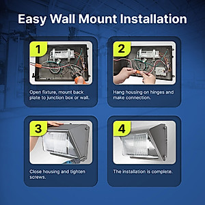 Konlite - 108/90/63W Commercial LED Wall Pack Light with Photocell, IP65 Rated, DLC/ETL Listed Wall Light Fixtures, Wall Lights for Outdoor Lighting, 3 Bright Lvls, Up to 14,040LM, 5000K Daylight
