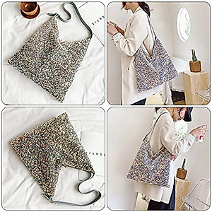 VALICLUD Womens Sequins Tote Bag Sparkling Shoulder Bag Handbag Portable Shopping Bag