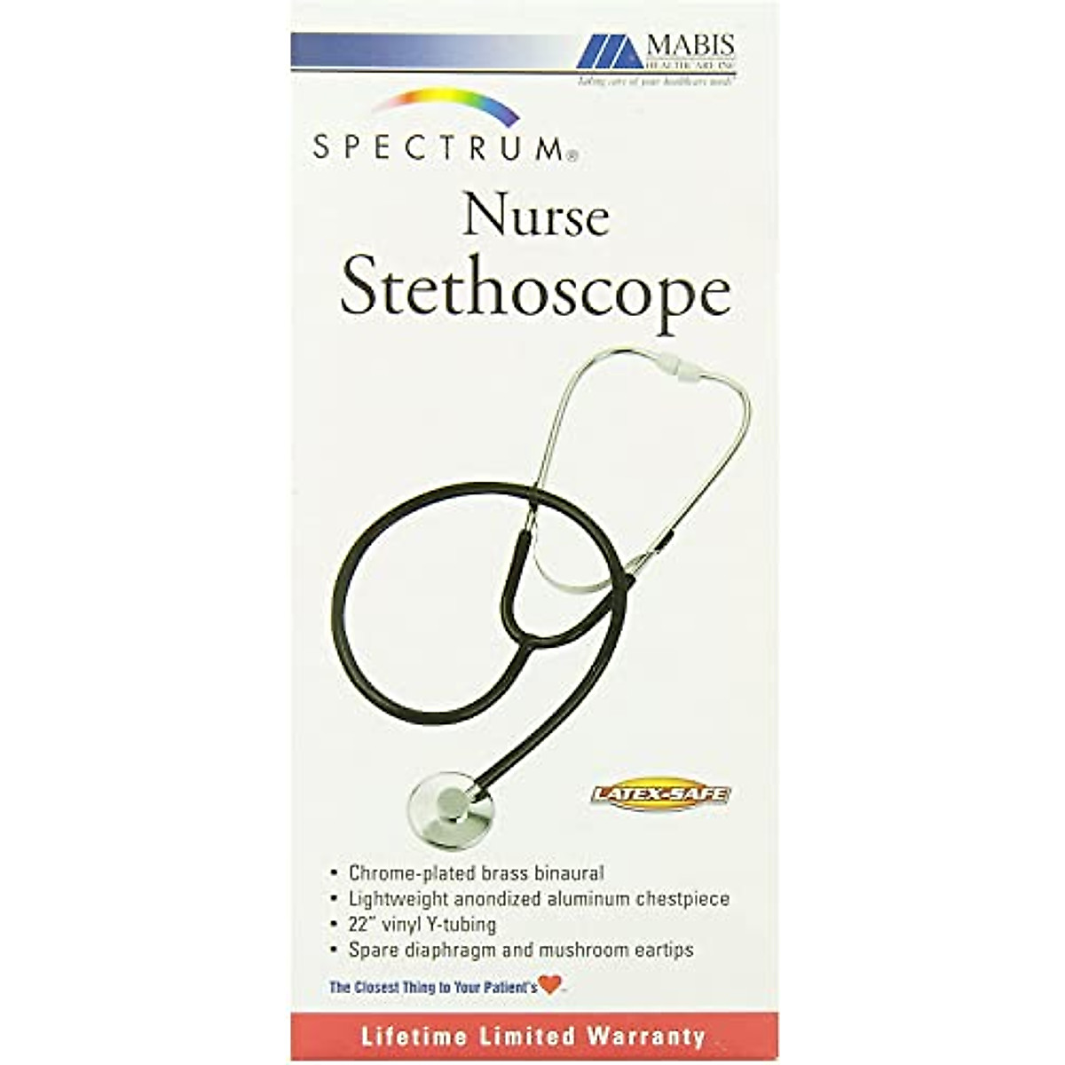 MABIS Spectrum Series Single Head Cardiology Stethoscope, Nursing and Clinical Use Stethoscope, Lightweight, 30 Inch, Blue (Pack of 100)