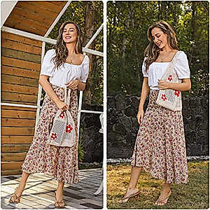 CATMICOO Crochet Mesh Beach Tote Bag Summer Aesthetic Knit Bag for Women