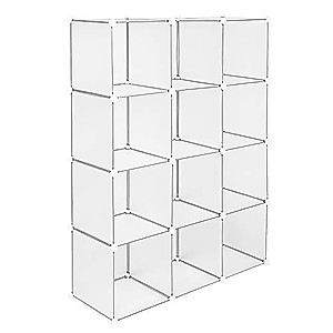 Guangshuohui 12-Cube Book Shelf,Cube Storage Shelves Closet Organizer Shelf Cubes Organizer Bookcase(42.1 x 14.2 x 55.9) / (107 x 36 x 142) cm (L x W x H) (White)