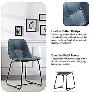 Locus Bono Faux Leather Dining Chairs, Modern Mid Century Side Chairs for Dining Room,Living Room or Kitchen, Set of 2 (Navy - Set of 2)