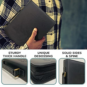 Bible Covers for Women and Men Large Size - Leather Bible Carrying Case Bag Fits Books Up to 7 x 10.1 x 1.9 Inches - Christian Gift for Boys and Girls - Black Faux PU Leather Bible Accessories