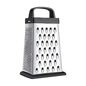 Cheese Grater Box Grater, Mini Size 4-Sided Stainless Steel Grater, Food Shredder for Cheese, Parmesan, Vegetable, Dishwasher Safe, Black