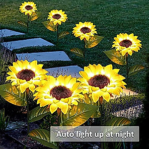GSBLUNIE Sunflower Solar Lights Outdoor Garden, Automatic Charging Solar Garden Lights Decorative, IP65 Waterproof LED Landscape Solar Powered Outdoor Lights for Garden Patio Lawn Yard-2 Pack