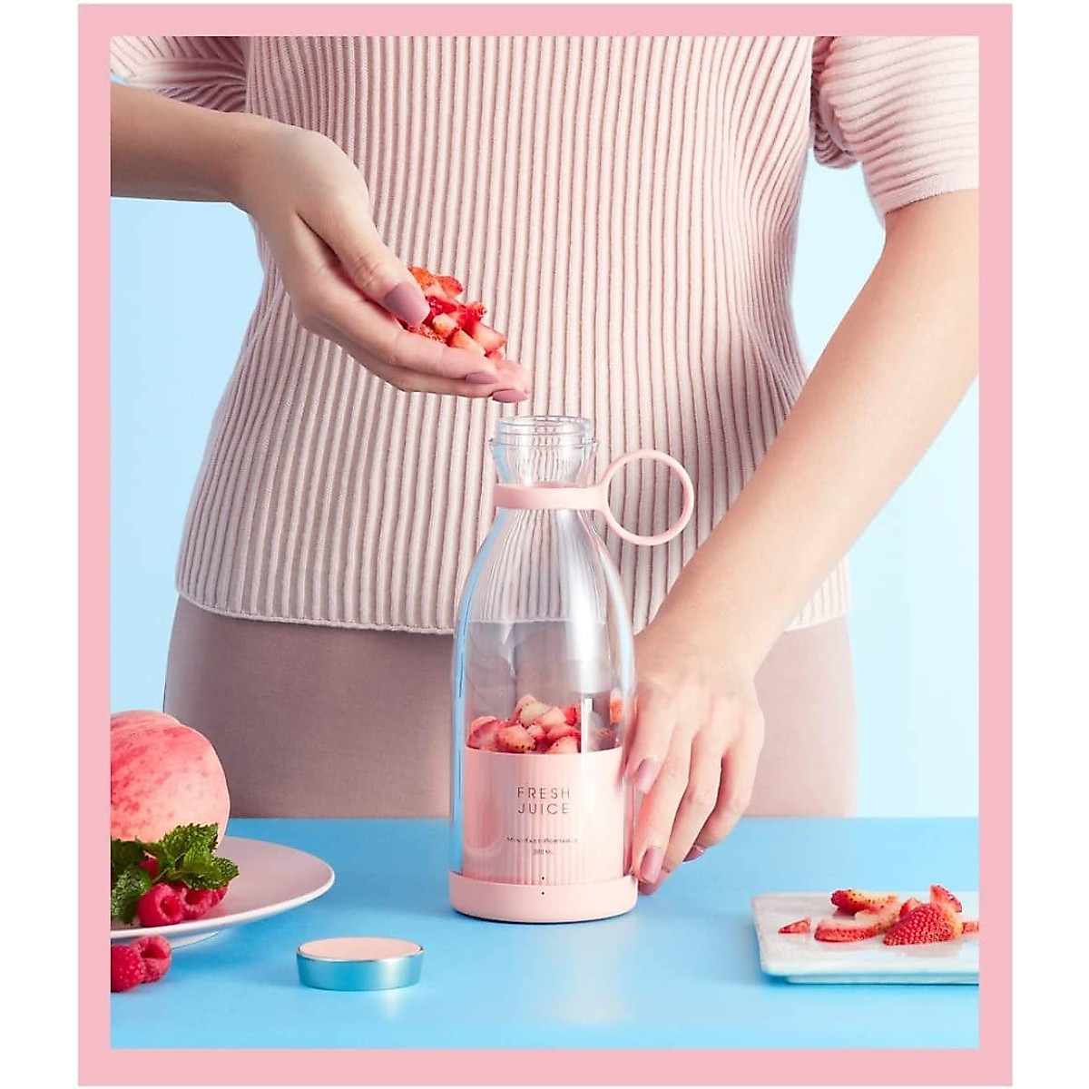 Freshjuice-Portable Mini Blender,Fresh Juice Mini Fast Portable Blender,Fresh Juice Blender (Pink)