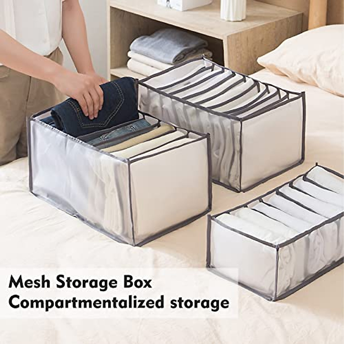 3 Pack Foldable Closet Drawer Organizer 7 Grids 9 Grids Washable Wardrobe Clothes Organizer Drawer Clothes Dividers Jeans T-shirt Legging Shirt Drawer Dividers Organizers