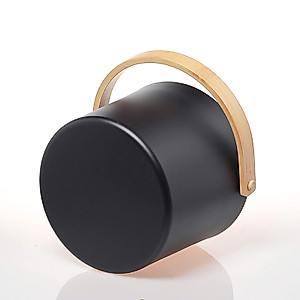 Prettyia 5L Aluminum Sauna Bucket and Ladle Kit with Wooden Handle SPA Bath Accessory - 5L Black_Style C