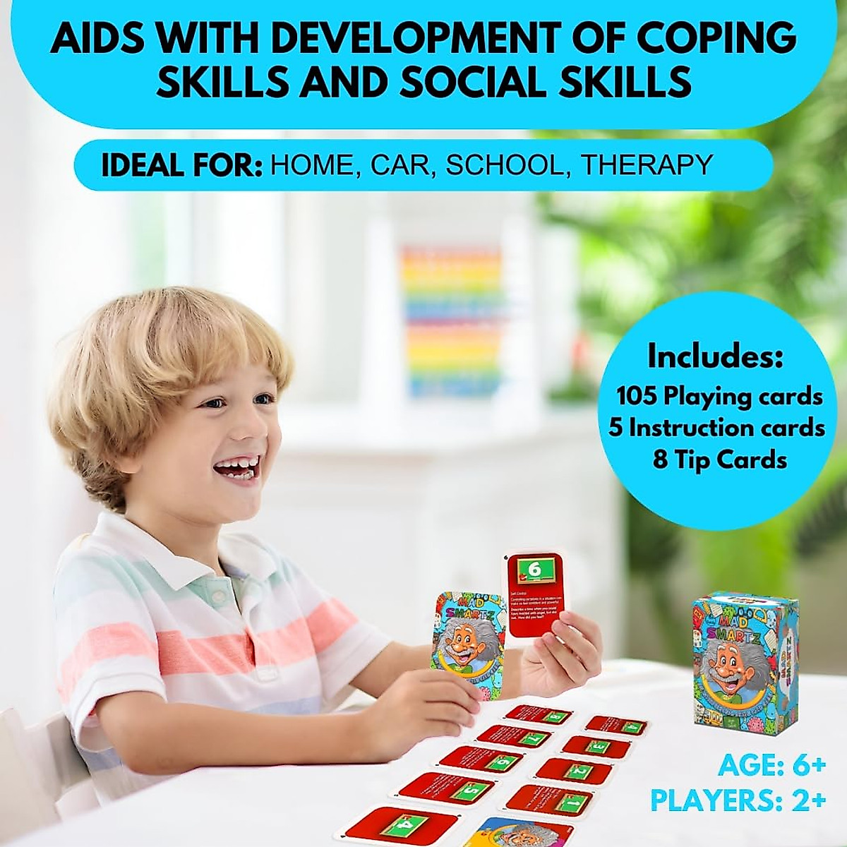 MAD SMARTZ: Social Skills & Anger Management Card Game – Teaches Interpersonal Skills & Emotional Regulation. Autism & ADHD Learning Tool; Educational Therapy Game for Counseling Kids/Teens; CBT Tool