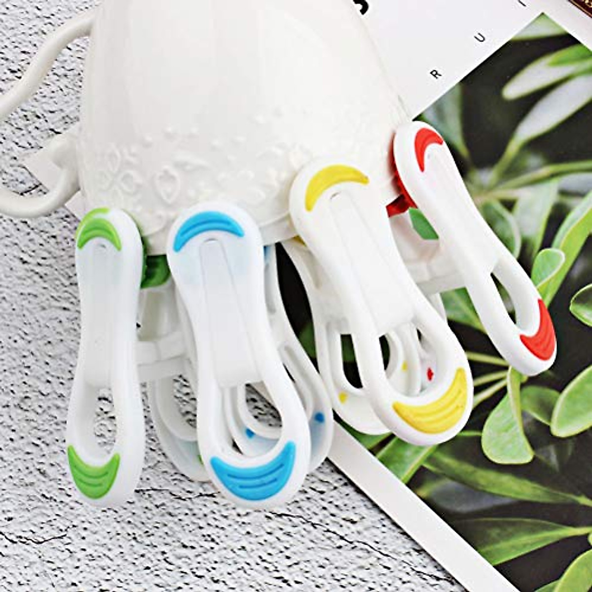 DOITOOL Clothespins, 12pcs Windproof Plastic Clothespins Anti- Slip Clothes Pins Laundry Clips for Socks Blanket Underwear (Mixed Colors)