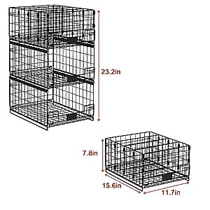 Lyuwanxian 3-Tier Stackable Closet Organizers and Drawer Storage Shelves, Removable 3 Dividers, Stackable & Foldable Design with Nameplate for Closet, Wardrobe, Laundry Room and Shelves