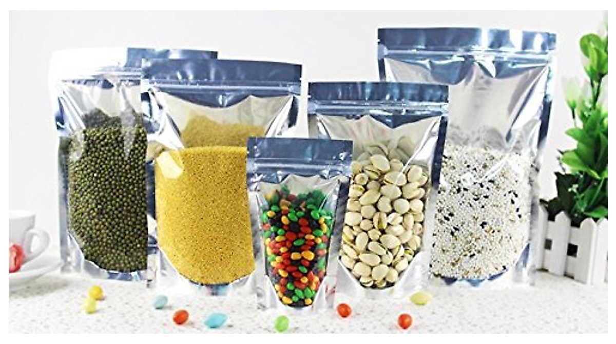 SumDirect 50 Reusable Aluminium Zip Lock Food Pouches