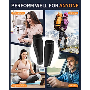 Cambivo 3 Pairs Calf Compression Sleeve for Women and Men,Leg Brace for Running, Cycling, Shin Splint Support for Working out(Black, Large-X-Large)