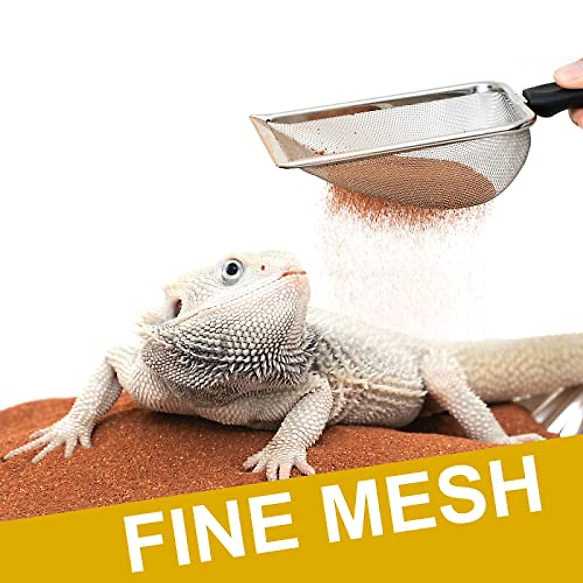 Petpetzone 2PCS Reptile Sand Sifter Stainless Steel Terrarium Substrate Cleaner for Bearded Dragon Tank Accessories Scoopers