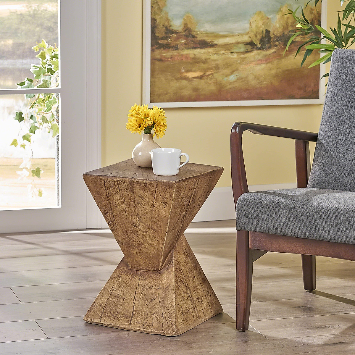 Christopher Knight Home Kajsa Outdoor Lightweight Concrete Accent Table, Natural