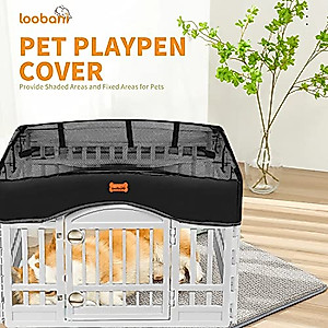 LOOBANI Pet Playpen Mesh Fabric Top Cover, Dog Playpen Cover Provide Shaded Areas for Pets, Cover for Dog Playpen for Indoor/Outdoor Use, Fits 36" Playpen 4-Panel (Note: Cover Only!!)