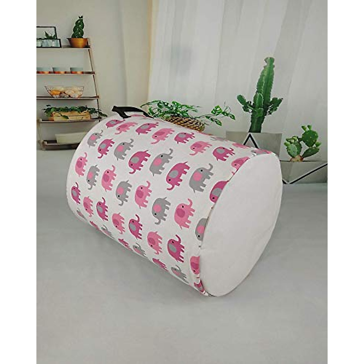 HUAYEE 19.7 Laundry Hamper Toys Box Storage Bins Canvas Waterproof Collapsible Clothes Organizer Basket with Handle Freestanding Large Cute Light Weight for Home Kids Baby Room(elephant)